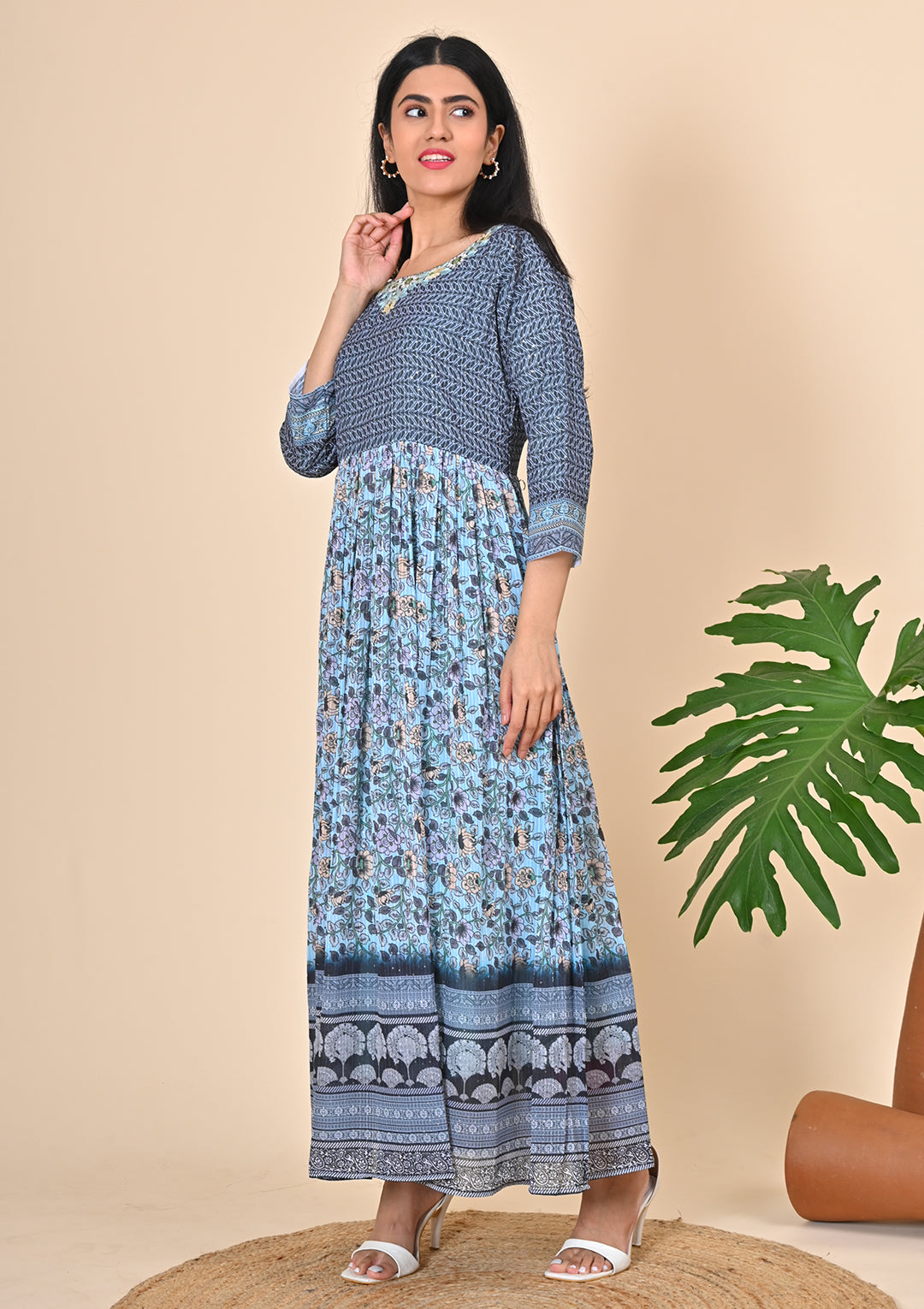 Blue Thread Work Dress – Indian Princess